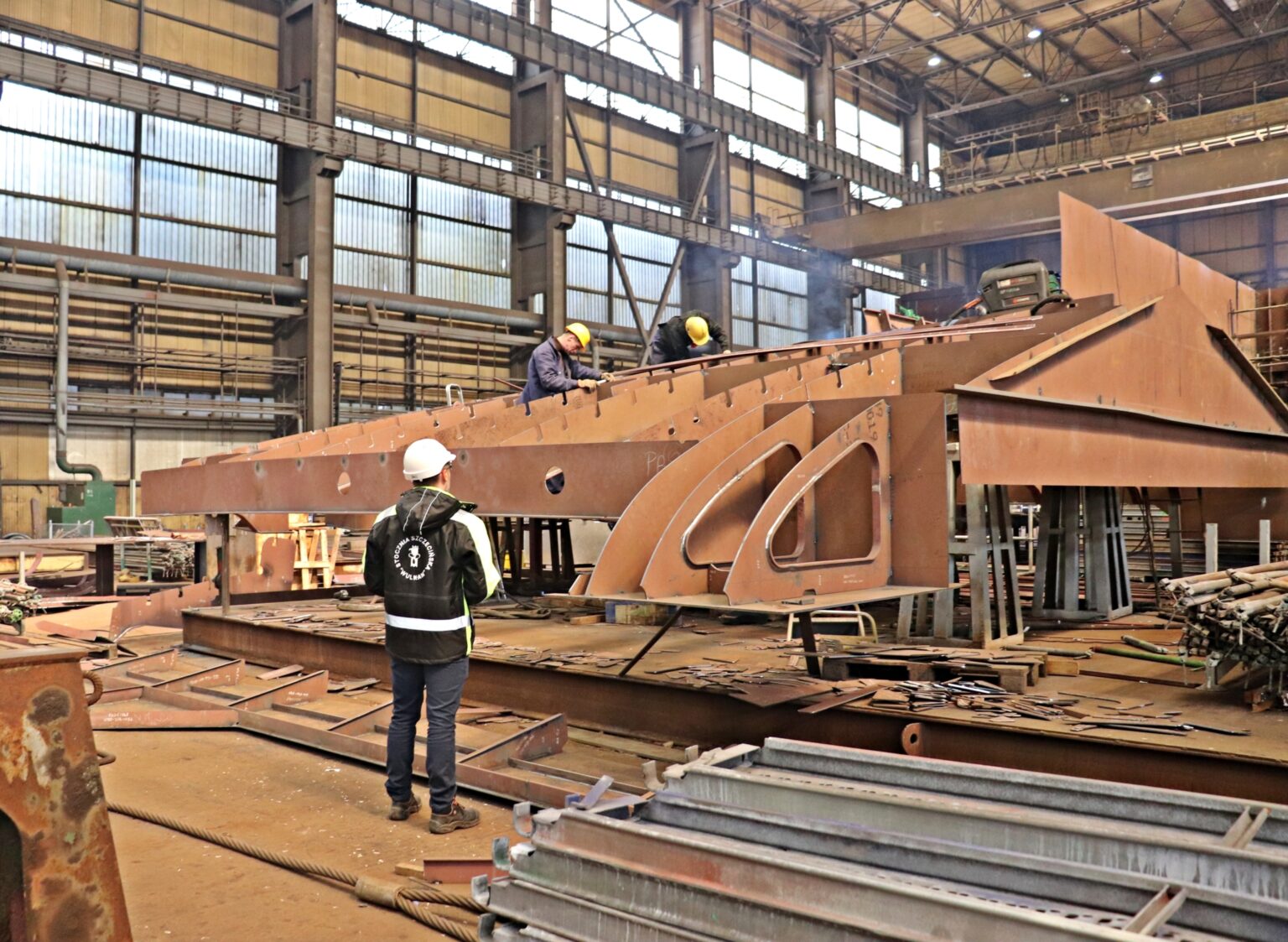 A new patrol vessel under construction at Wulkan Shipyard ...