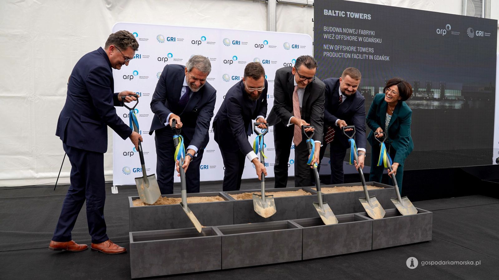 Ceremonial ground breaking ceremony for the construction of an offshore ...